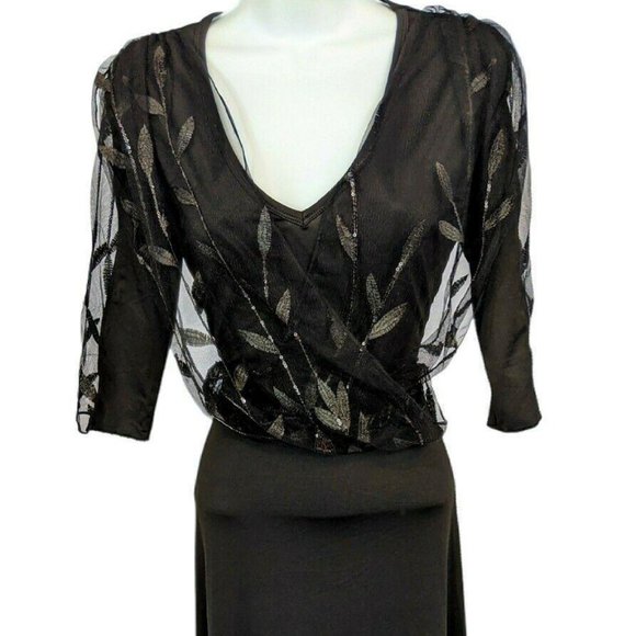 Enka | Dresses | Enka Black Stretch Dress With Sheer Dress S | Poshmark